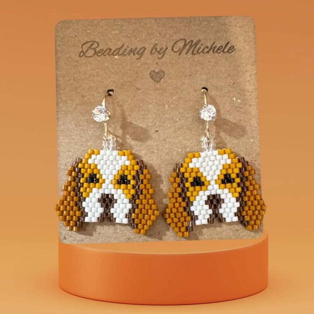 Handcrafted Cocker Spaniel Face Portrait Brick Stitch Drop Earrings ...