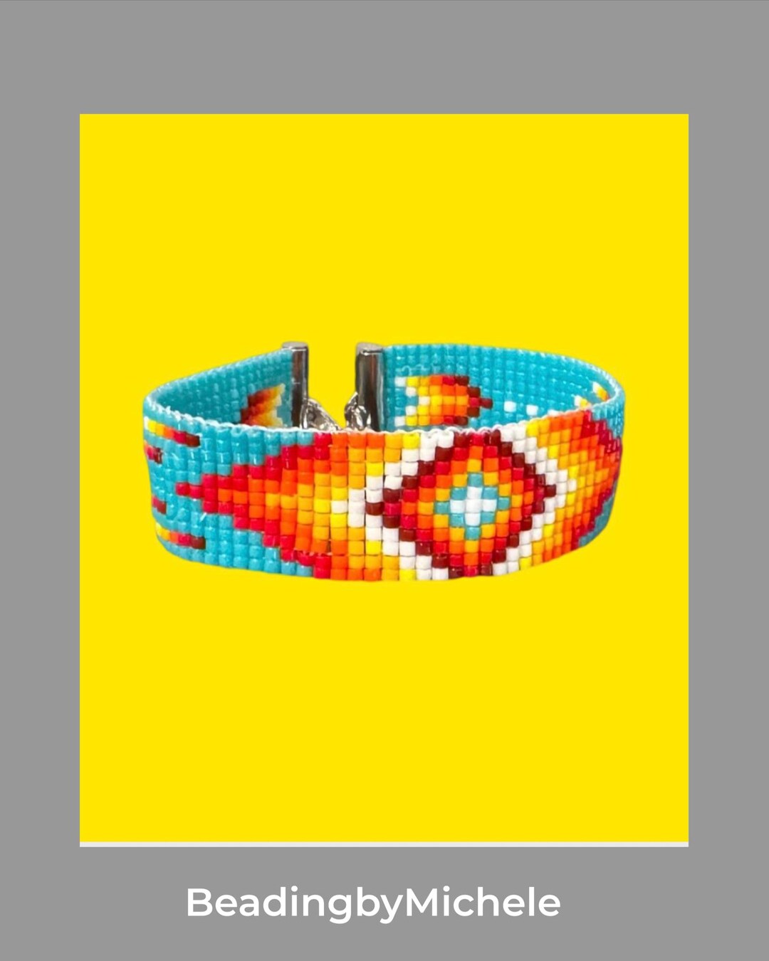 Handwoven Handcrafted Native American Style Bracelet, Vibrant Geometric ...