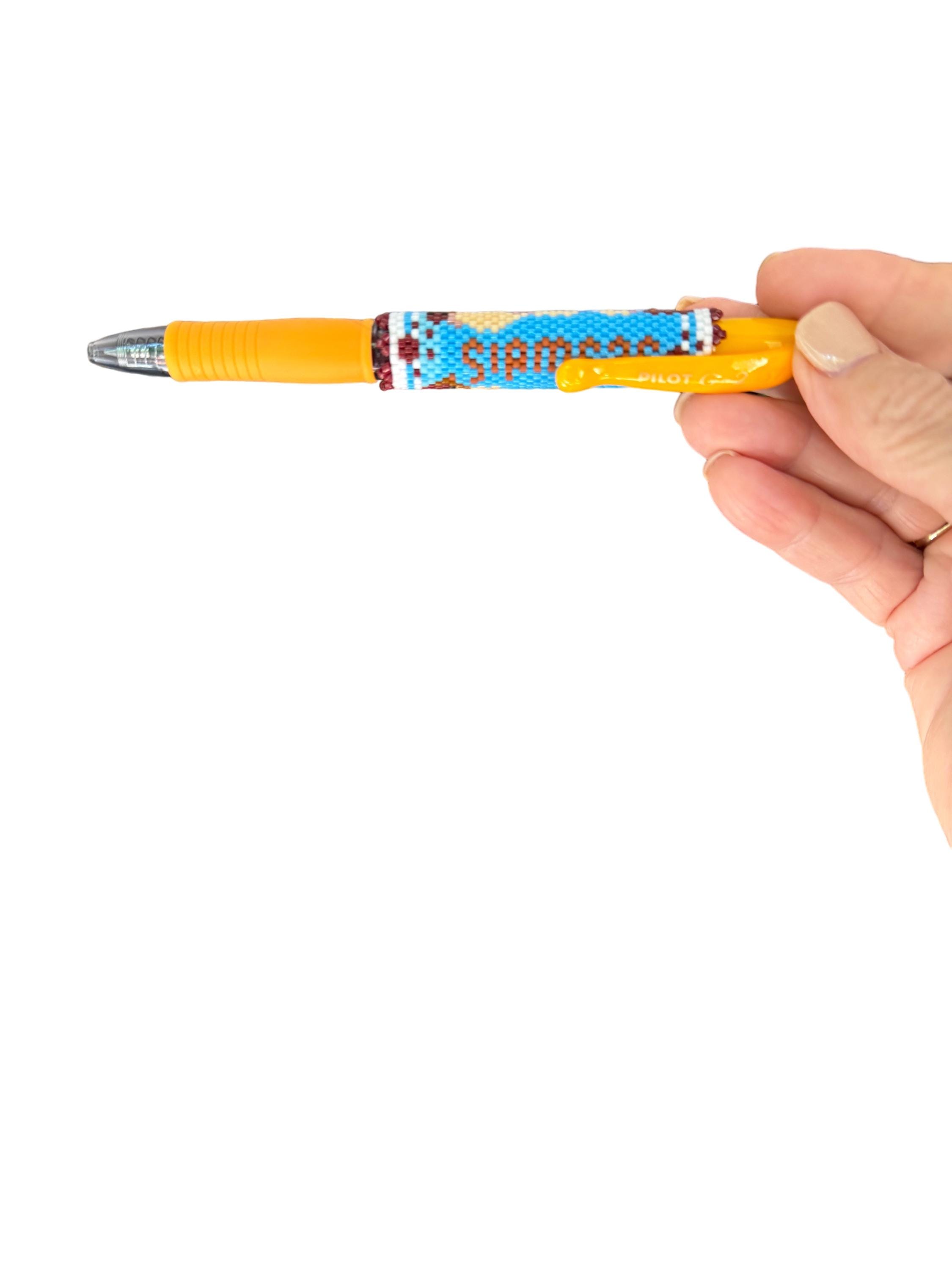 Hand Crafted Beaded Siamese Cat Pen Wrap Brick Stitch G2 Pilot Pen ...