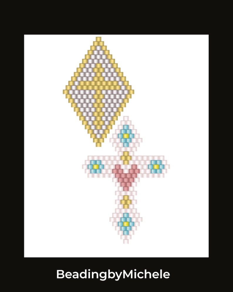 Brick Stitch Two Beading Pattern Crucifix Celtic Cross Earrings or ...