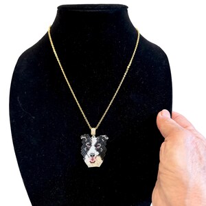 Handwoven Handcrafted Beaded Border Collie Face Pendant Necklace ...