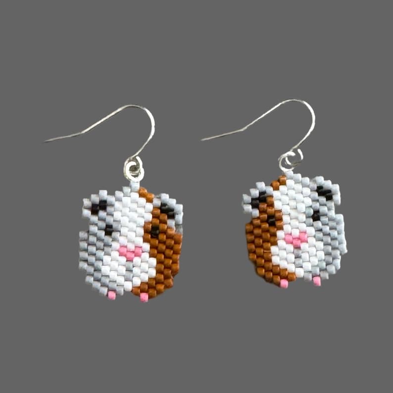 Miyuki Delica Beaded Brick Stitch Guinea Pig Earrings, Light Shiny Handcrafted, Nature Inspired ...