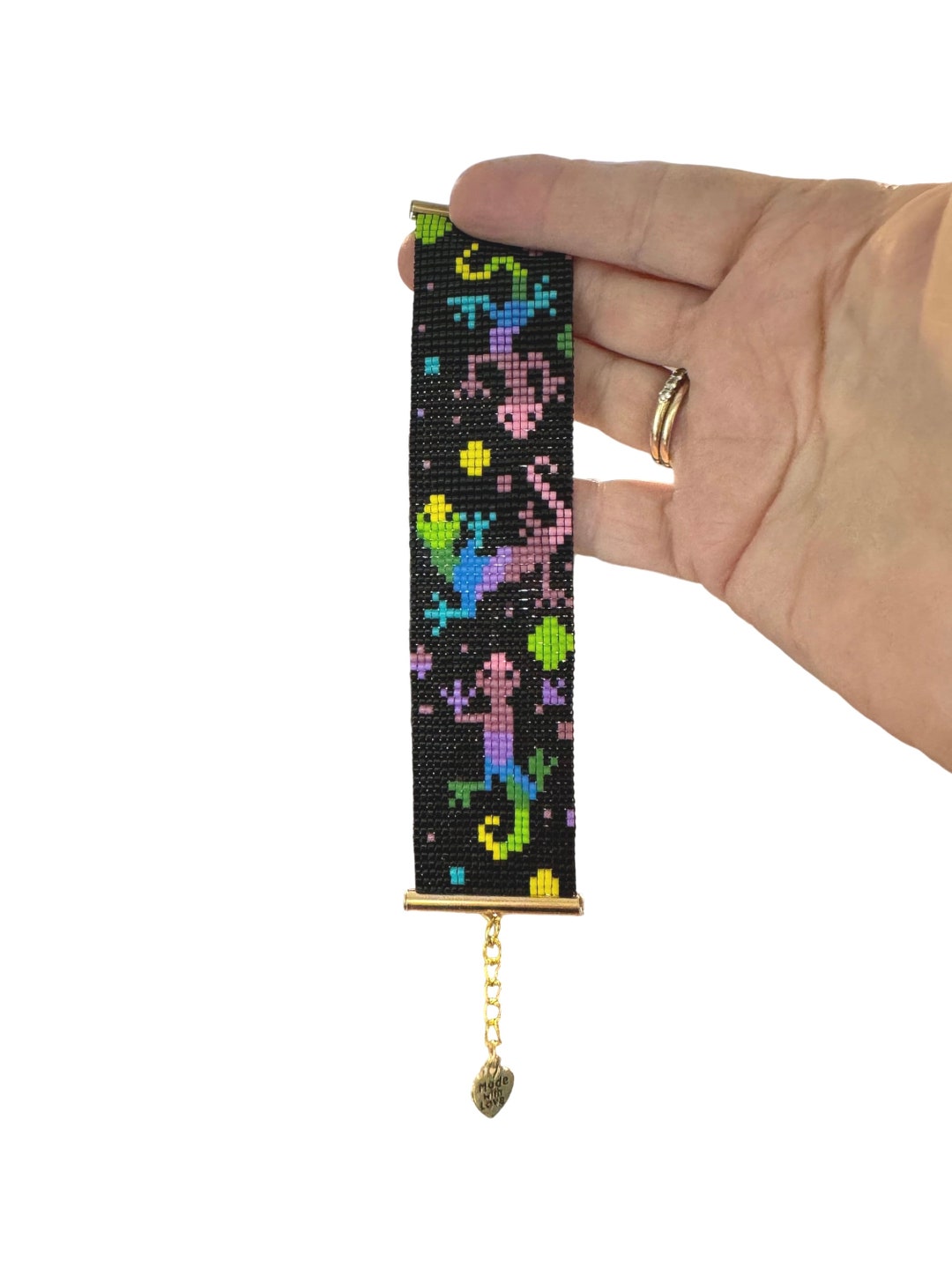 Handwoven Loom Seed Beaded Whimsical Colorful Lizard Themed Adjustable ...