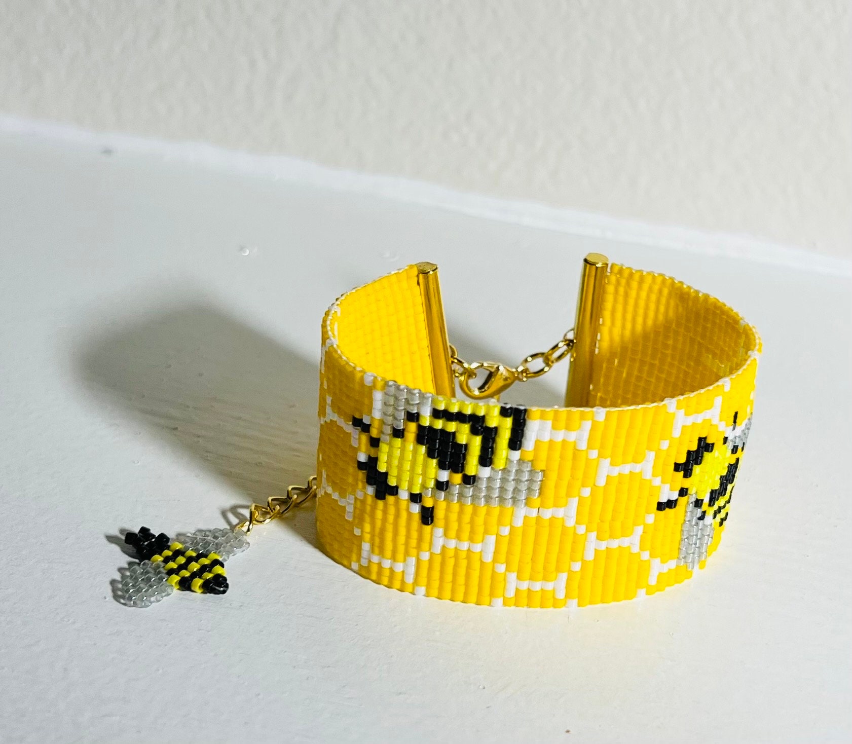 Golden Color Honey Bee Cuff Bracelet Handmade Bee Gift for Women, Honey ...