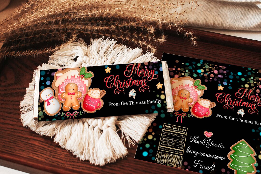Gingerbread Chocolate Candy Bar Wrapper, Christmas Party Wrappers 1.55 ...
