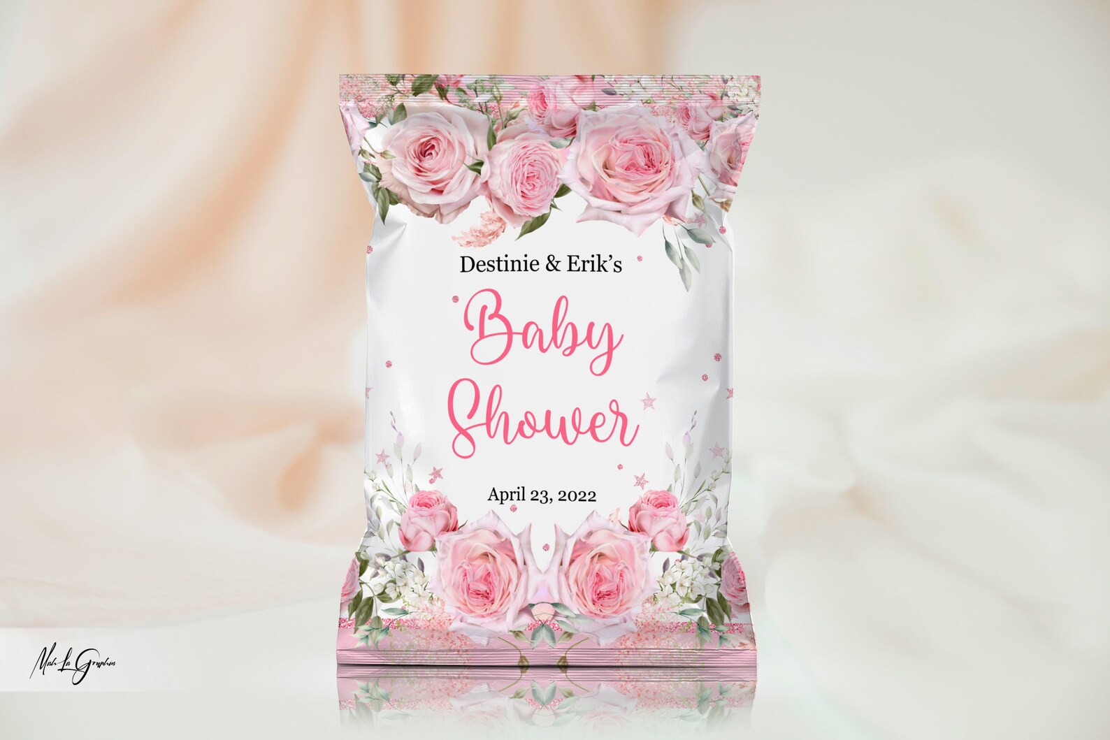 Editable Blush Pink Chip Bag Template Floral Baby Shower Chip - Etsy Canada