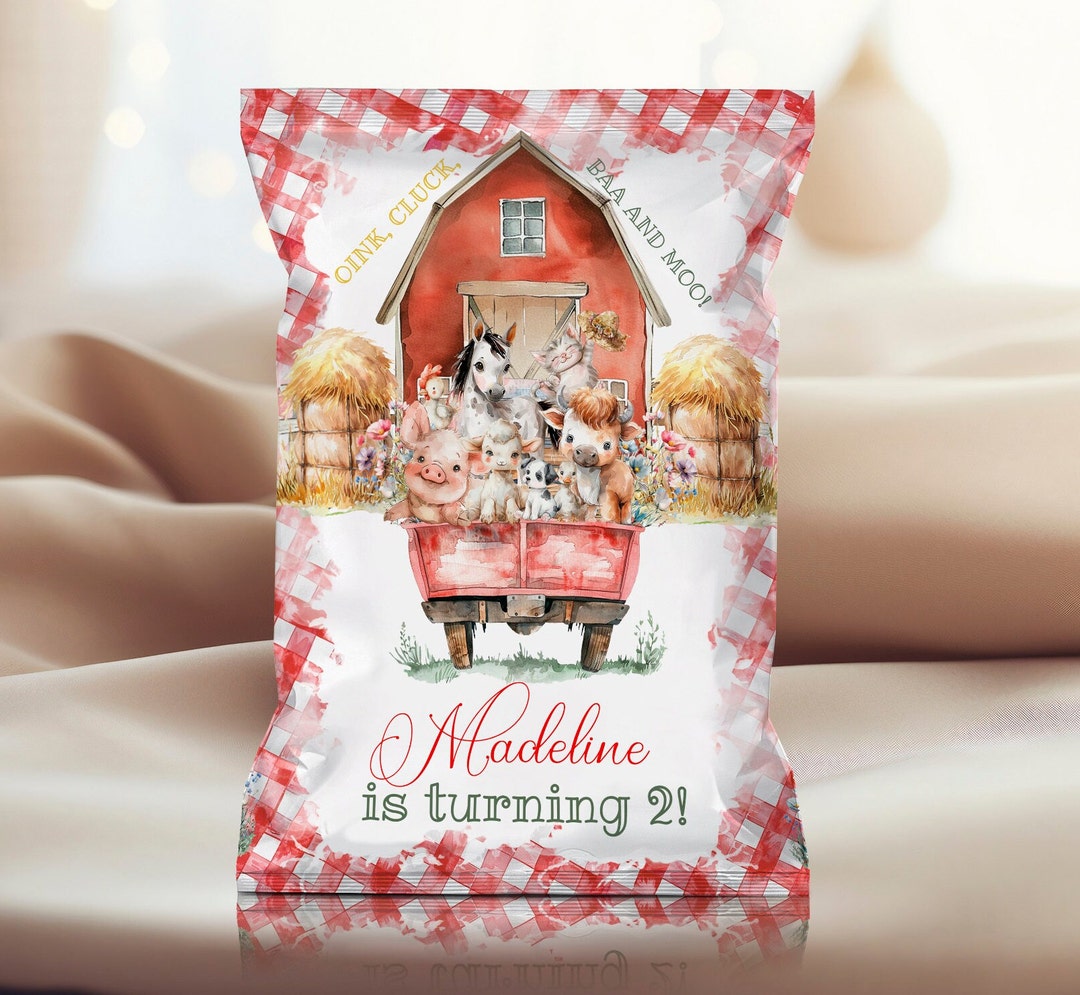 Editable Farm Animal Chip Bag Template Oink Cluck Baa Moo Theme ...