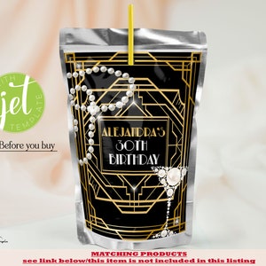 Editable Great Gatsby Chip Bag Template - Vintage Black and Gold Art ...