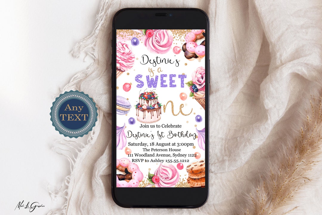 Sweet One Birthday Electronic Invitation, Shes a Sweet One Birthday ...