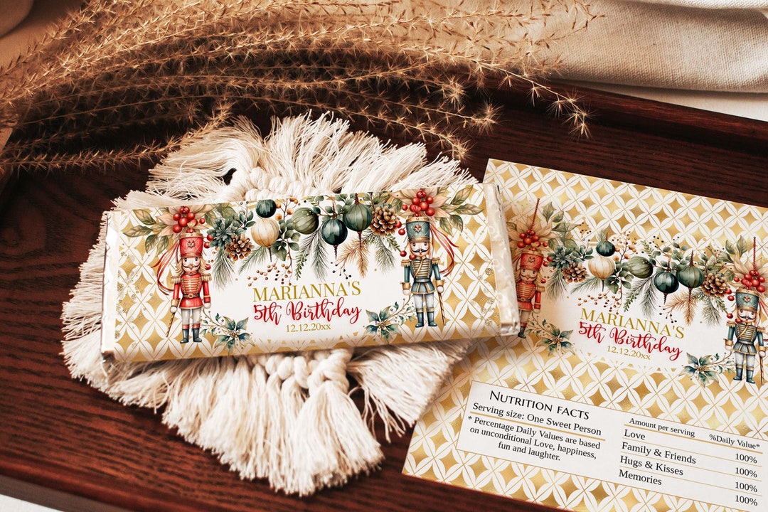 Nutcracker Christmas Birthday Chocolate Bar Wrapper, Winter Party ...