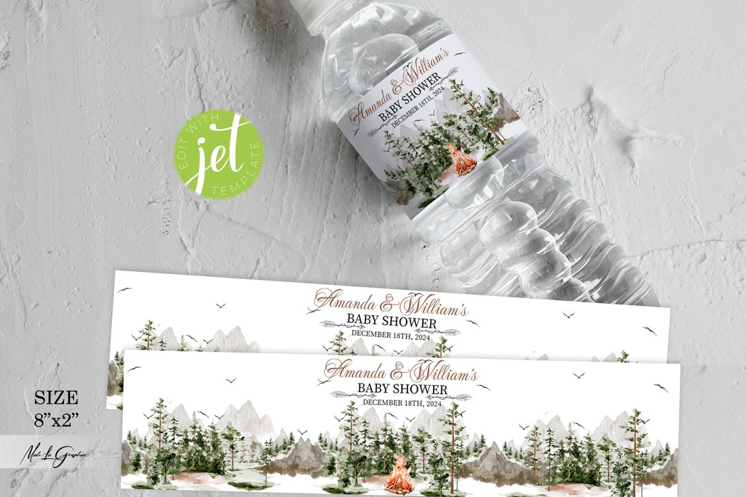 Editable Let the Adventure Begin Baby Shower Water Bottle Labels ...