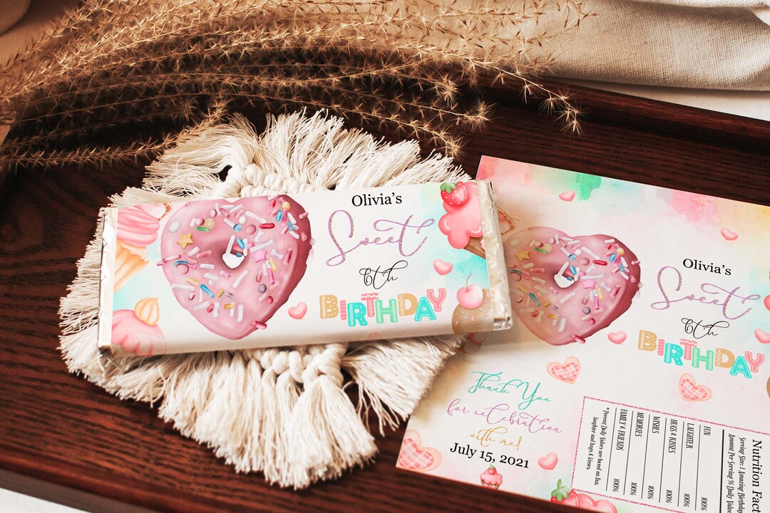 Editable Donut Chocolate Candy Bar Wrapper Birthday Party - Etsy