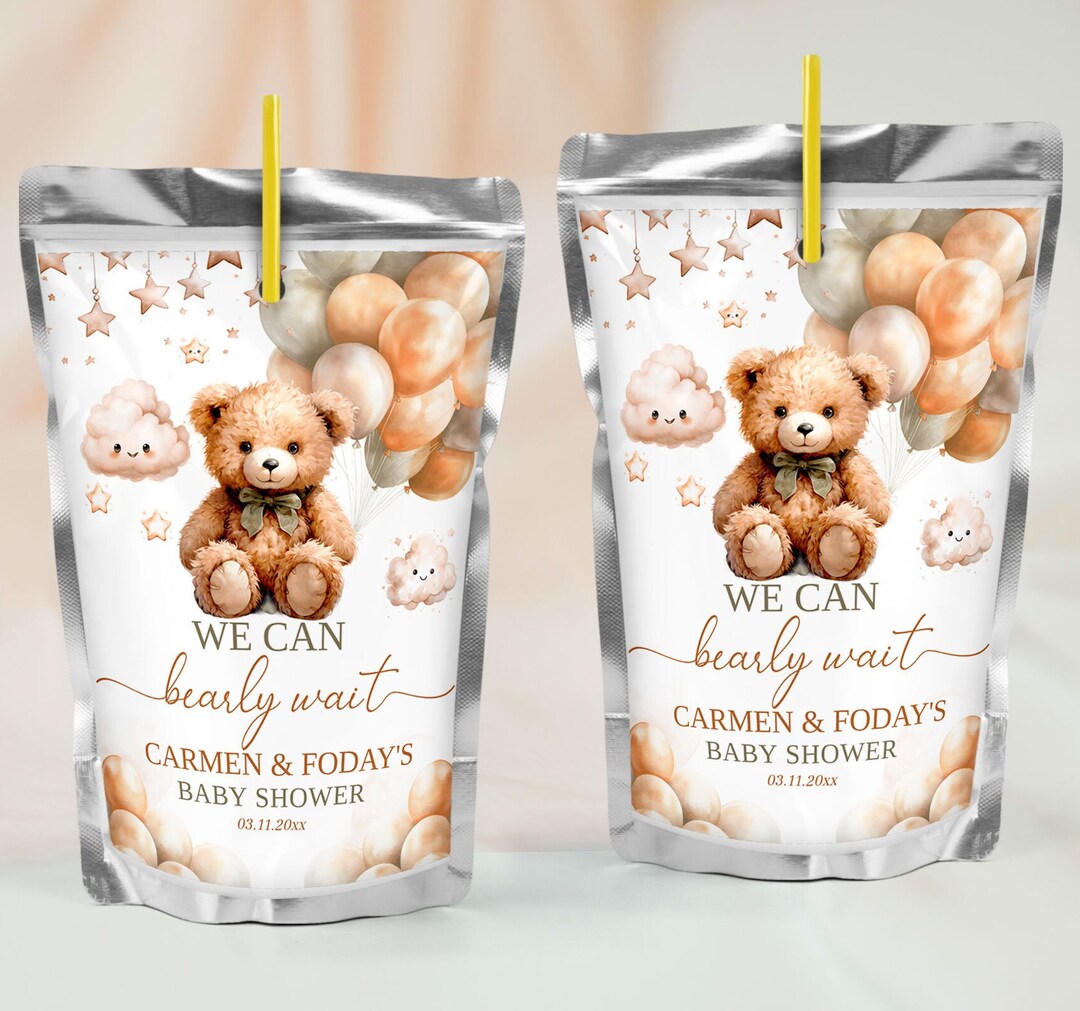 Editable Teddy Bear Juice Pouch Template With Balloons - Perfect for an ...