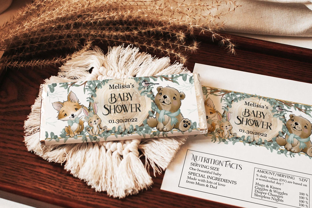 Woodland Animals Chocolate Candy Bar Wrapper, Cute Animals Baby Shower ...