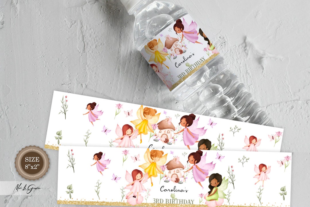 Editable Fairy 4TH Birthday Party Water Bottle Labels, Whimsical ...