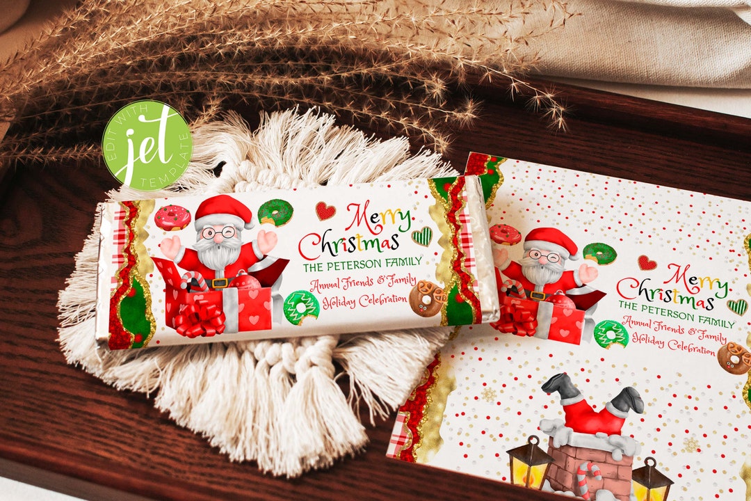 Editable Merry Christmas Candy Bar Wrapper With Santa and Donuts ...