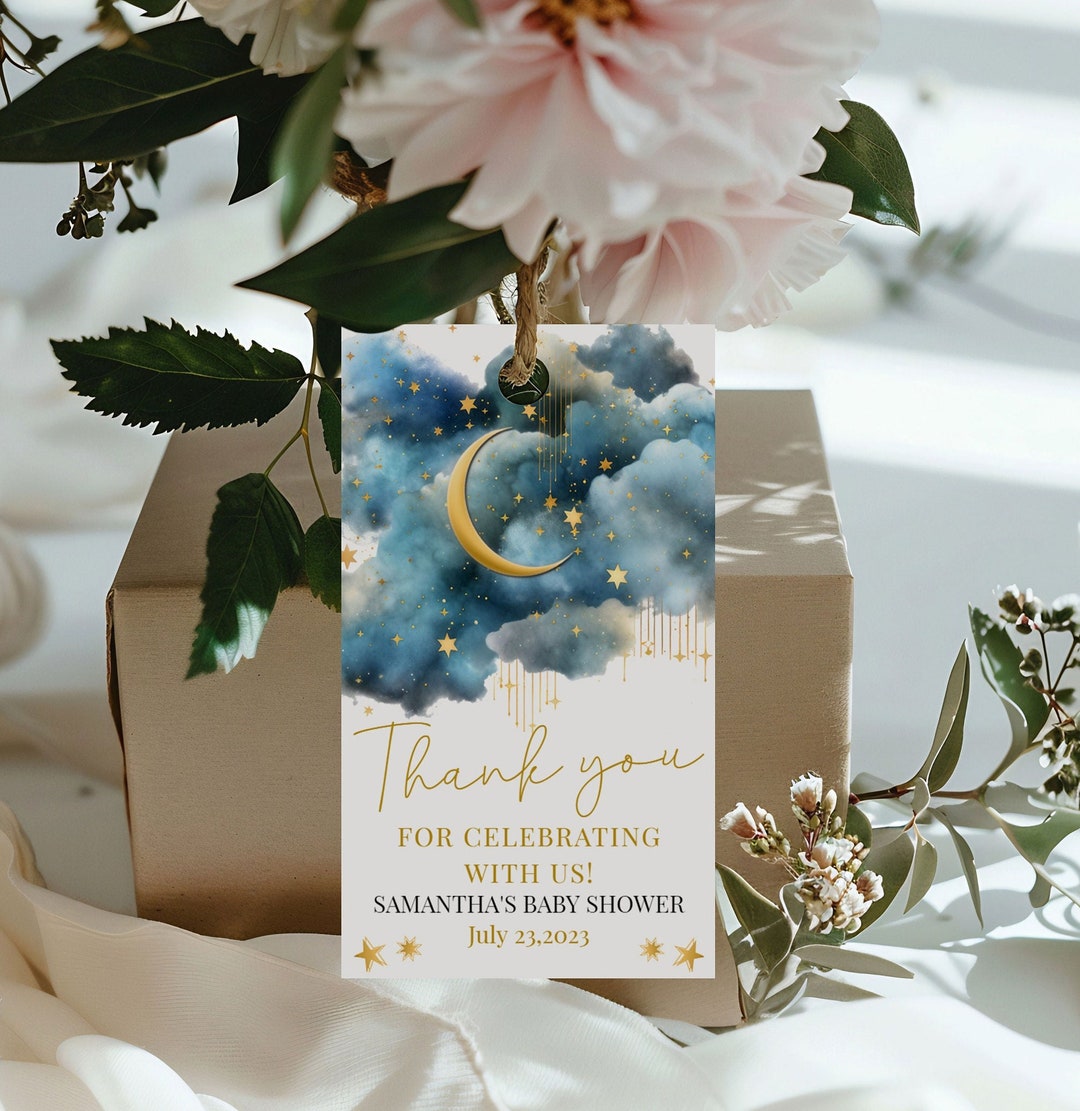 Twinkle Twinkle Little Star Party Favor Tag, Moon and Stars Party Tag ...