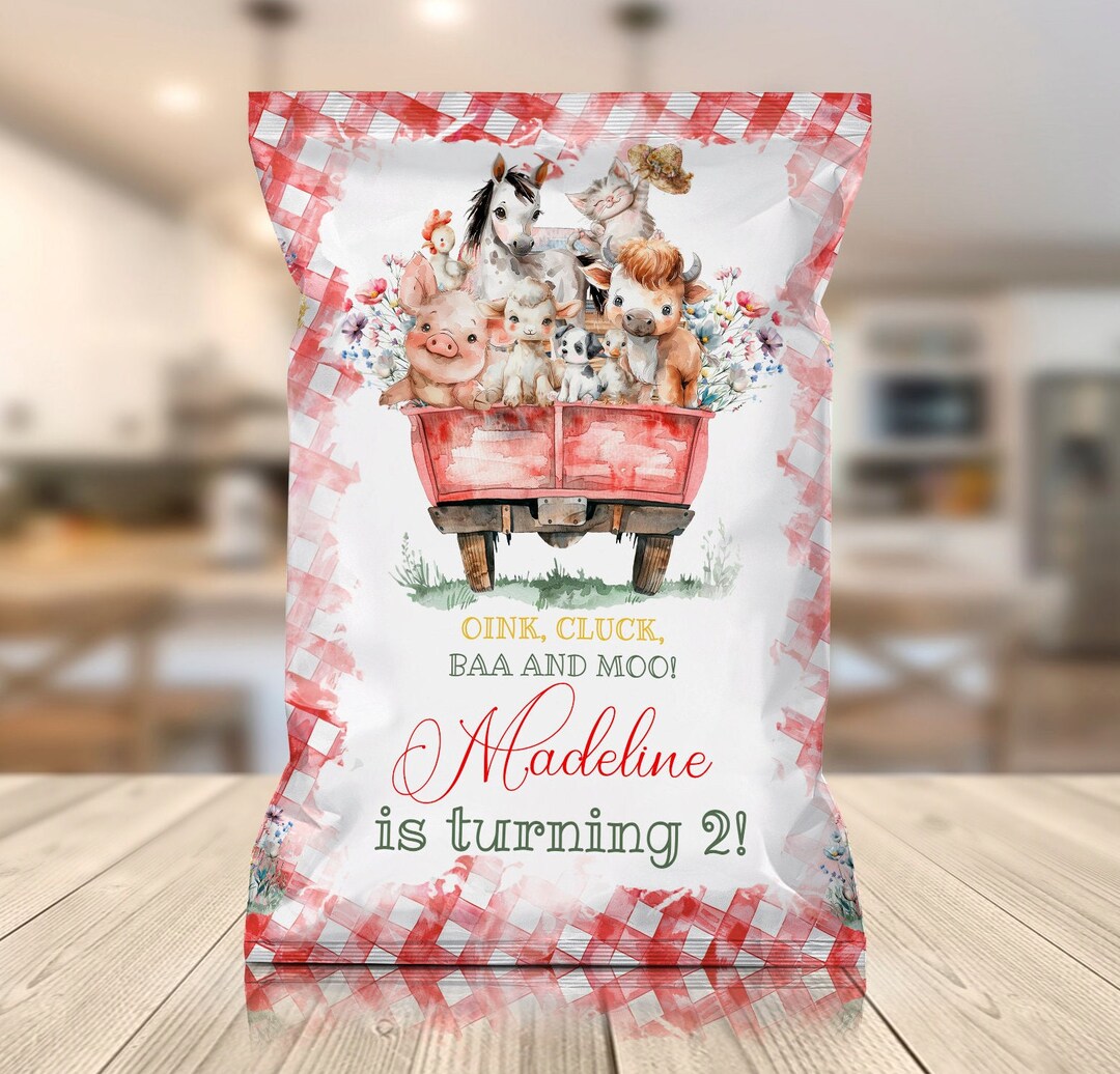 Editable Farm Animal Chip Bag Template Oink Cluck Baa Moo Theme ...