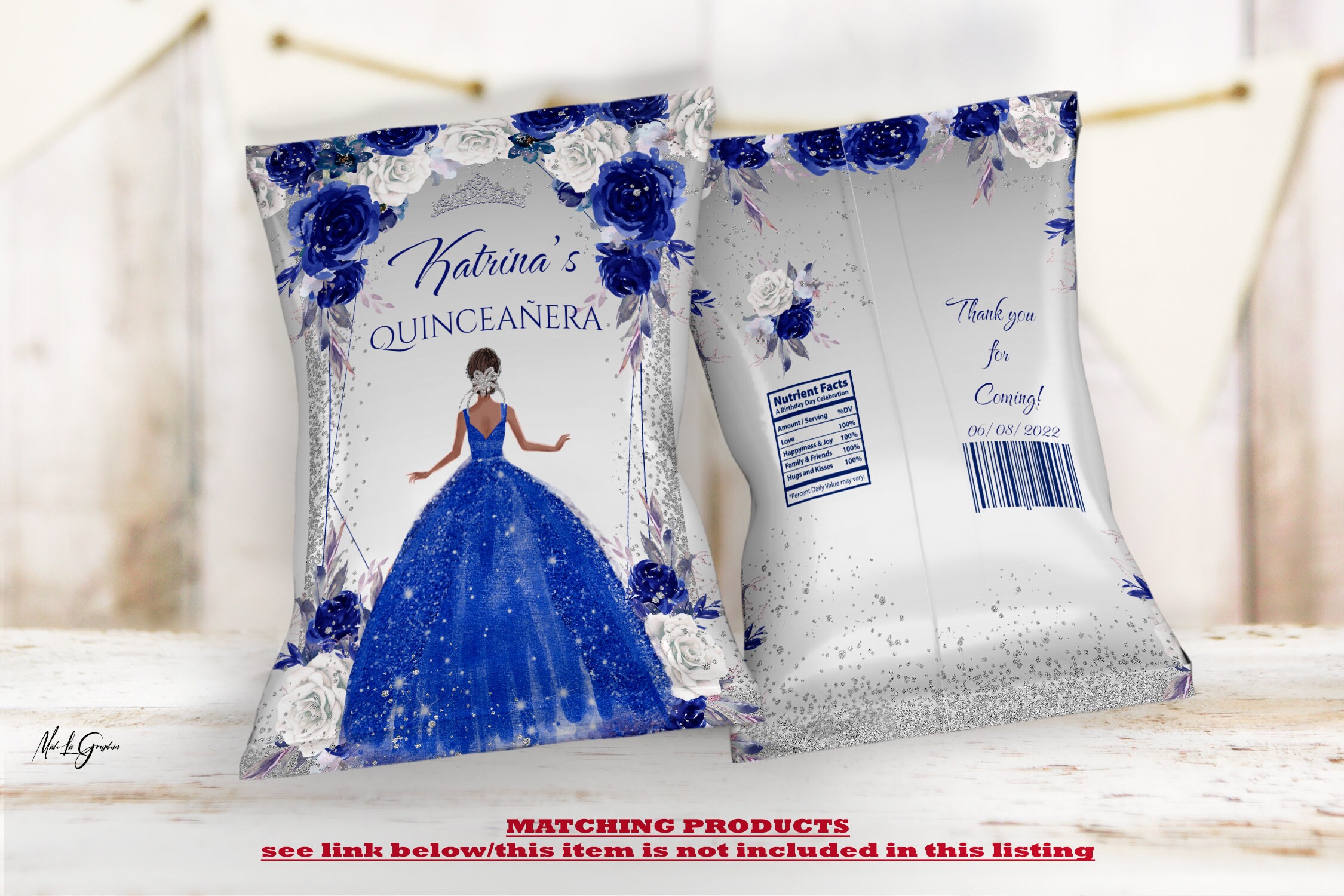 Editable Circle Round Quinceanera Labels Royal Blue and - Etsy