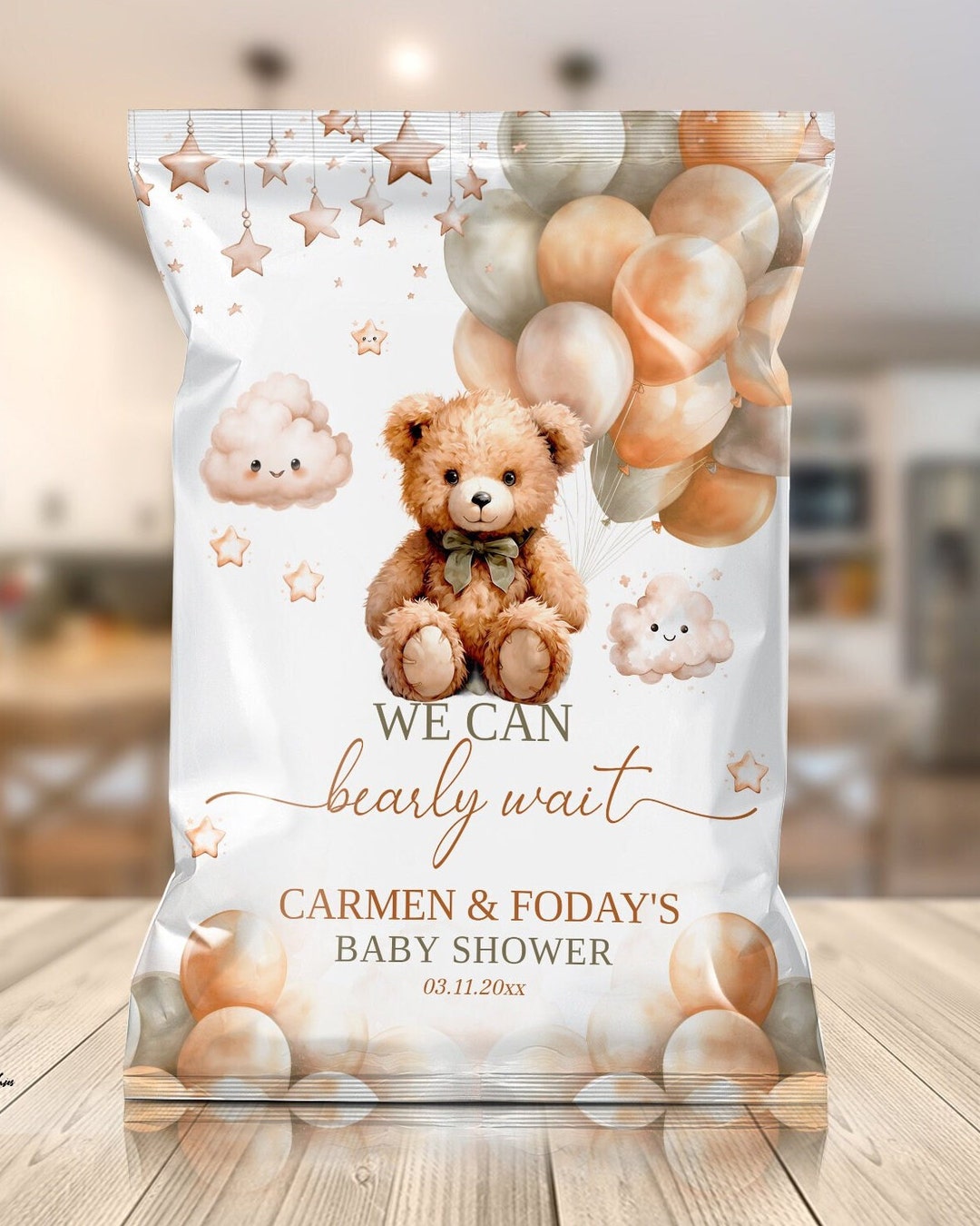 Editable Teddy Bear Chip Bag Wrapper Perfect for an Adorable - Etsy