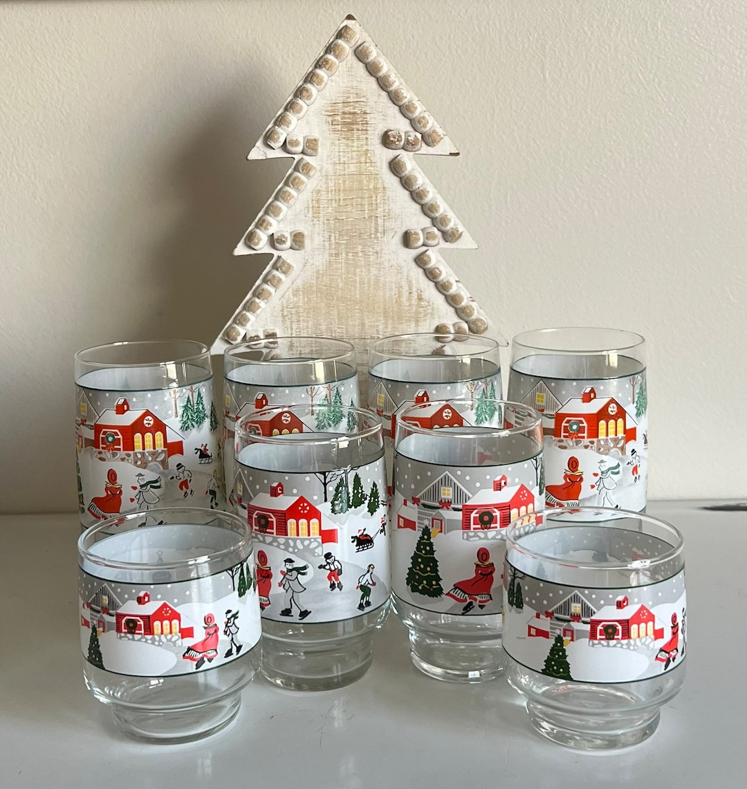 Sango - Silent Night - Mismatched Tumblers - 4@5 3/4"/14oz. - 2@4 3/4"/ 12oz. - 2@ 3 3/8"/8oz ...