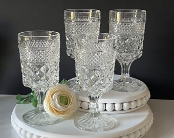 Vintage Anchor Hocking Wexford Crystal Pattern Glassware, Set of 10 ...