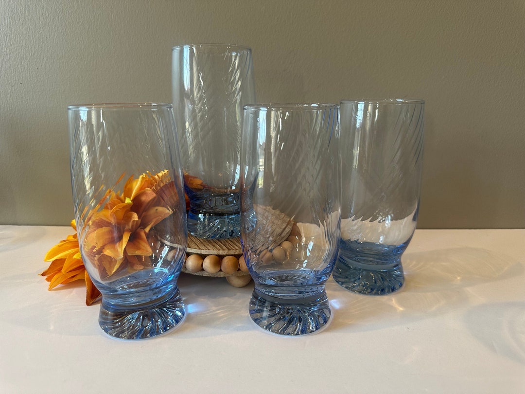 Libbey - Highball Glass - Misty Blue Swirl Sapphire - Set of 4 - 6 1/4 ...