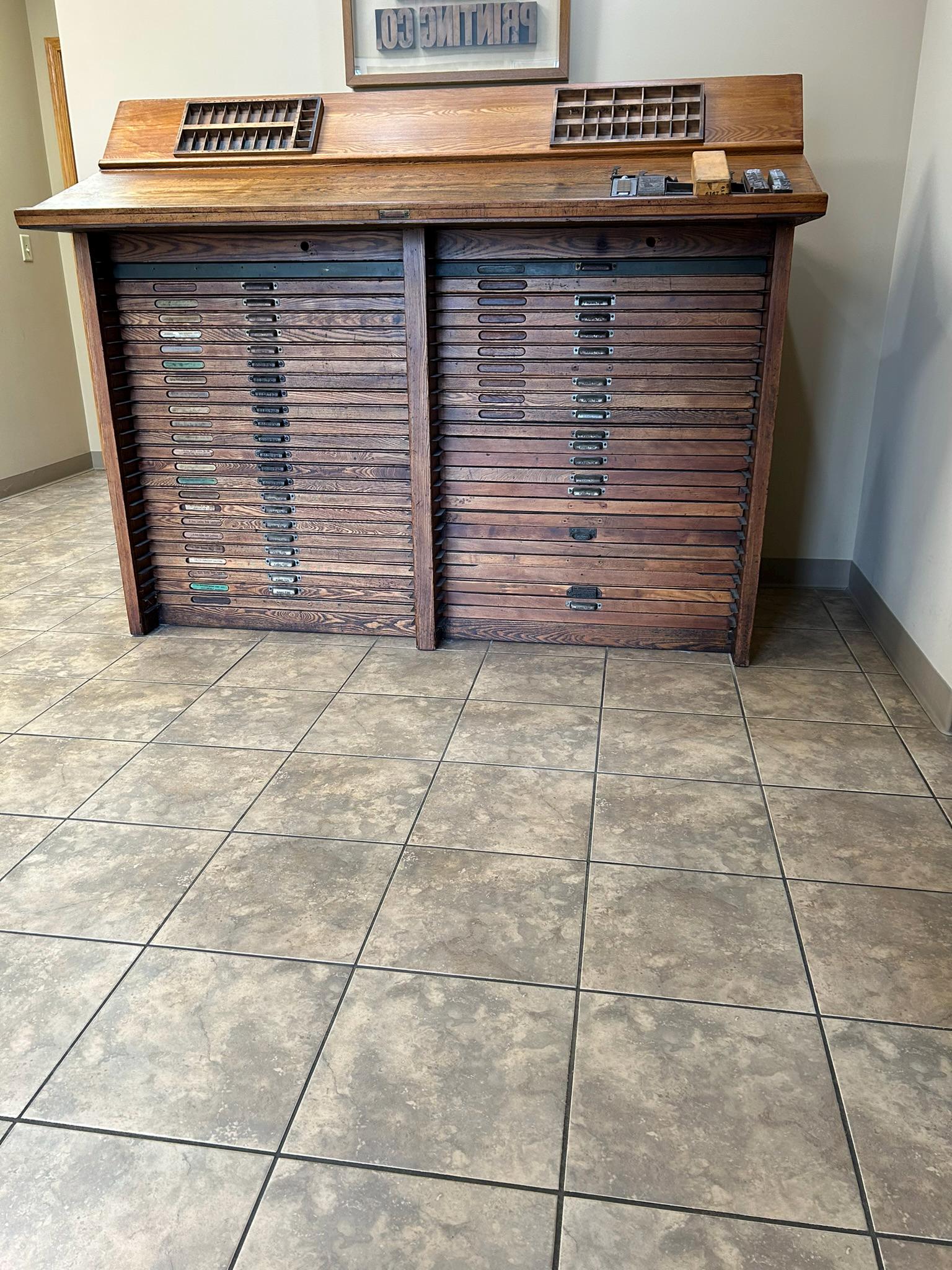 Hamilton Letterpress Type Cabinet With 48 California Job Cases ...