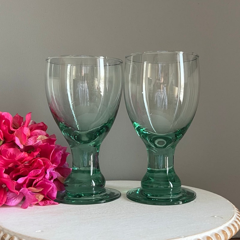 Green Water Goblets - Etsy