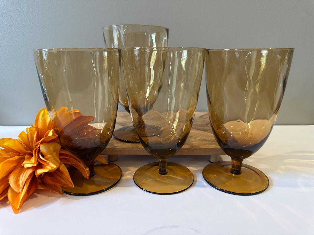 Brown - Optic Swirl - Footed - Water Goblets - Unknown Manufacturer ...