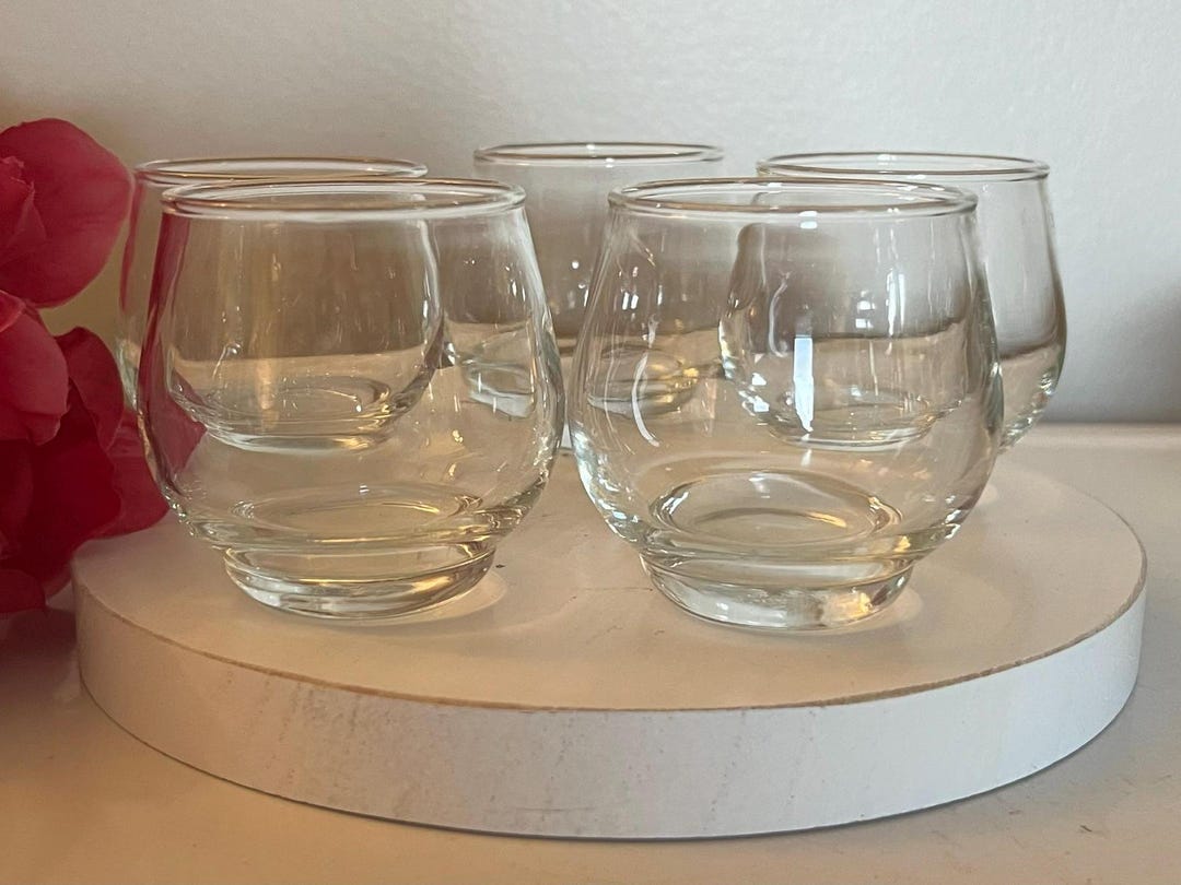 Stemless Clear Glass Wine/cognac/shot Glasses - Set of 5 - 4oz. - 2.5 ...