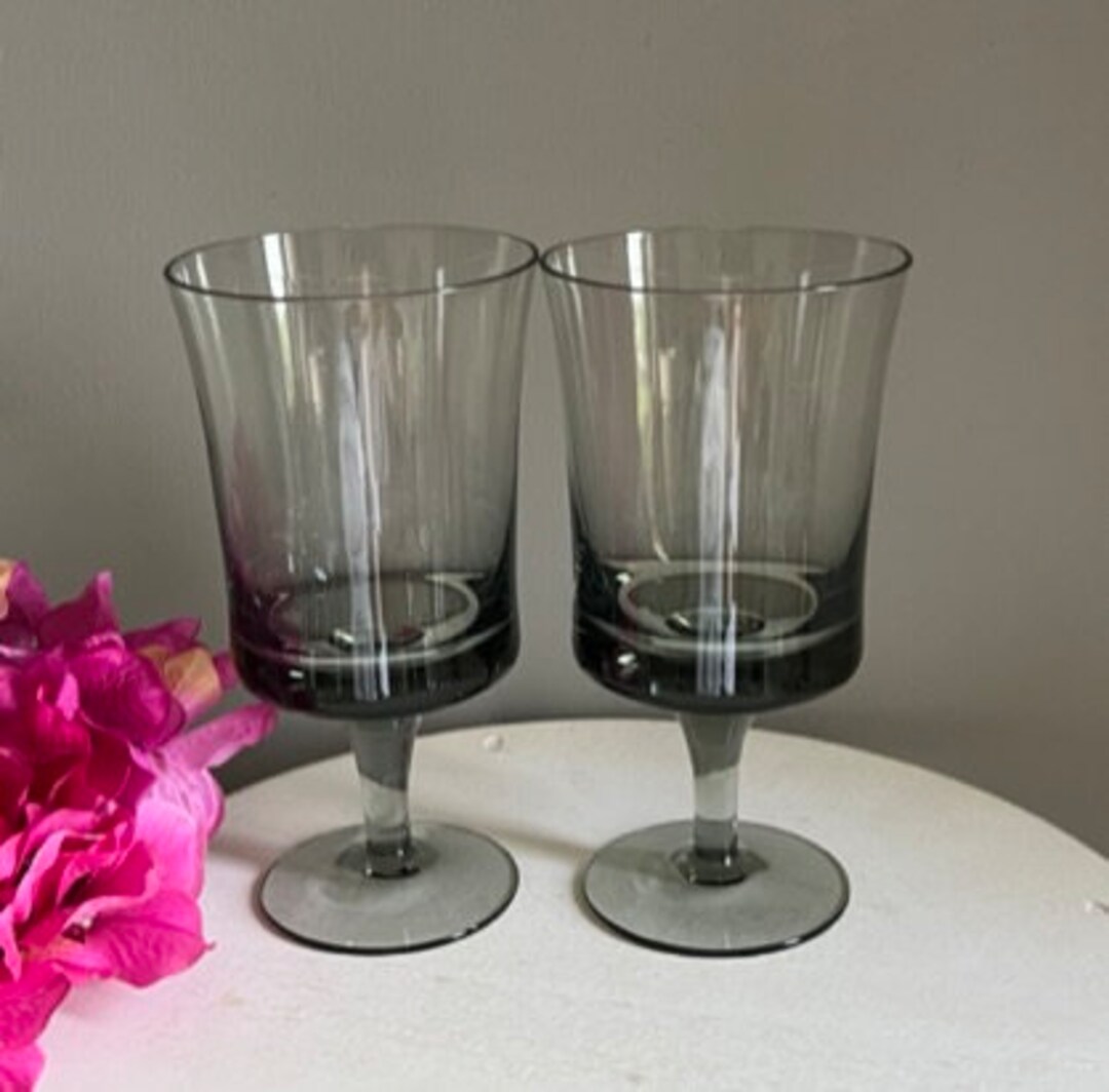 Denby Water Goblet Arabesque Gray Set of 2 6 1/2 Tall 12oz. - Etsy