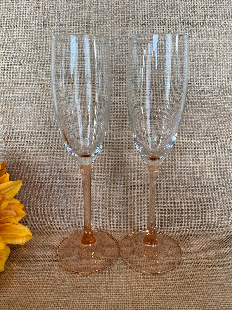 Luminarc Pink Stem Champagne Flutes Set of 2 8 - Etsy