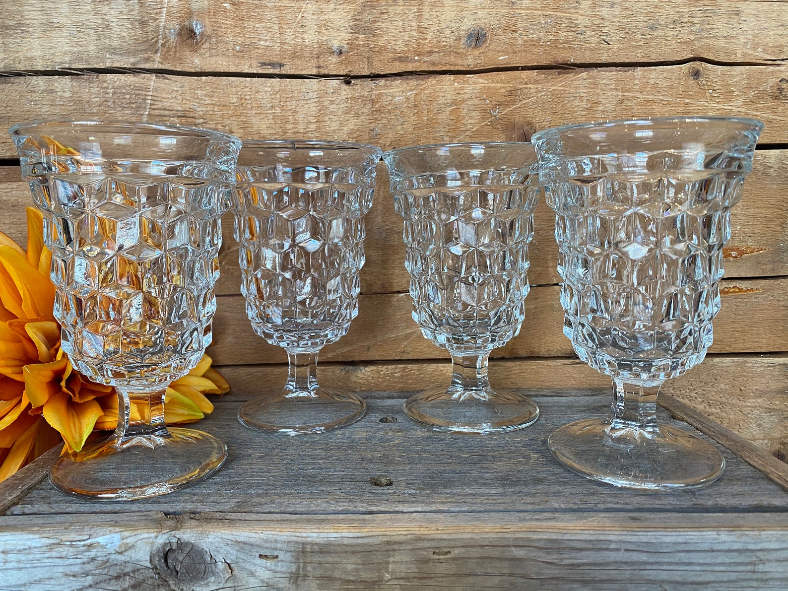 Vintage Fostoria American Water Goblets Set of 4 5 | Etsy