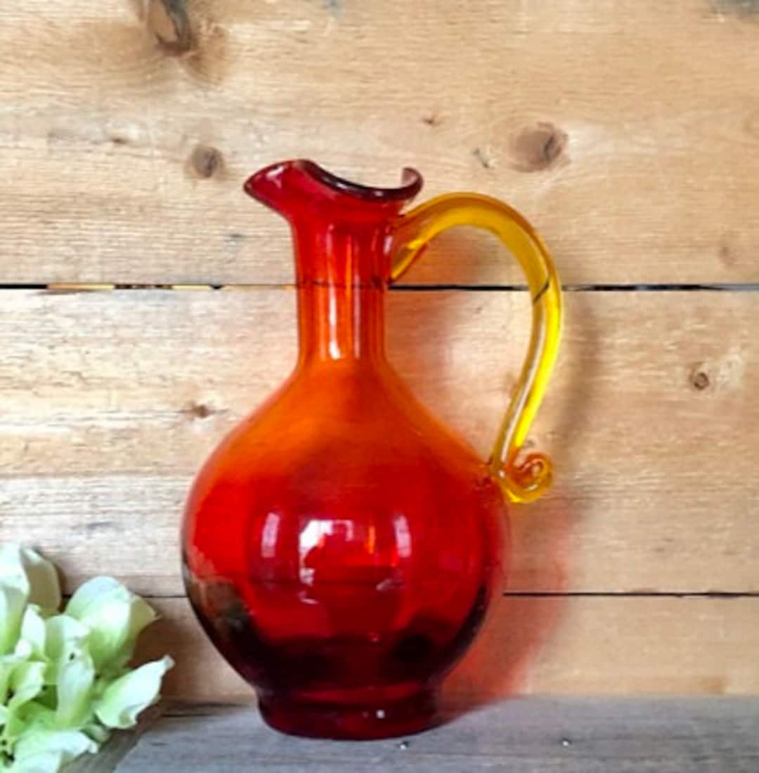 Vintage Small Red Amberina Glass Pitcher - Etsy