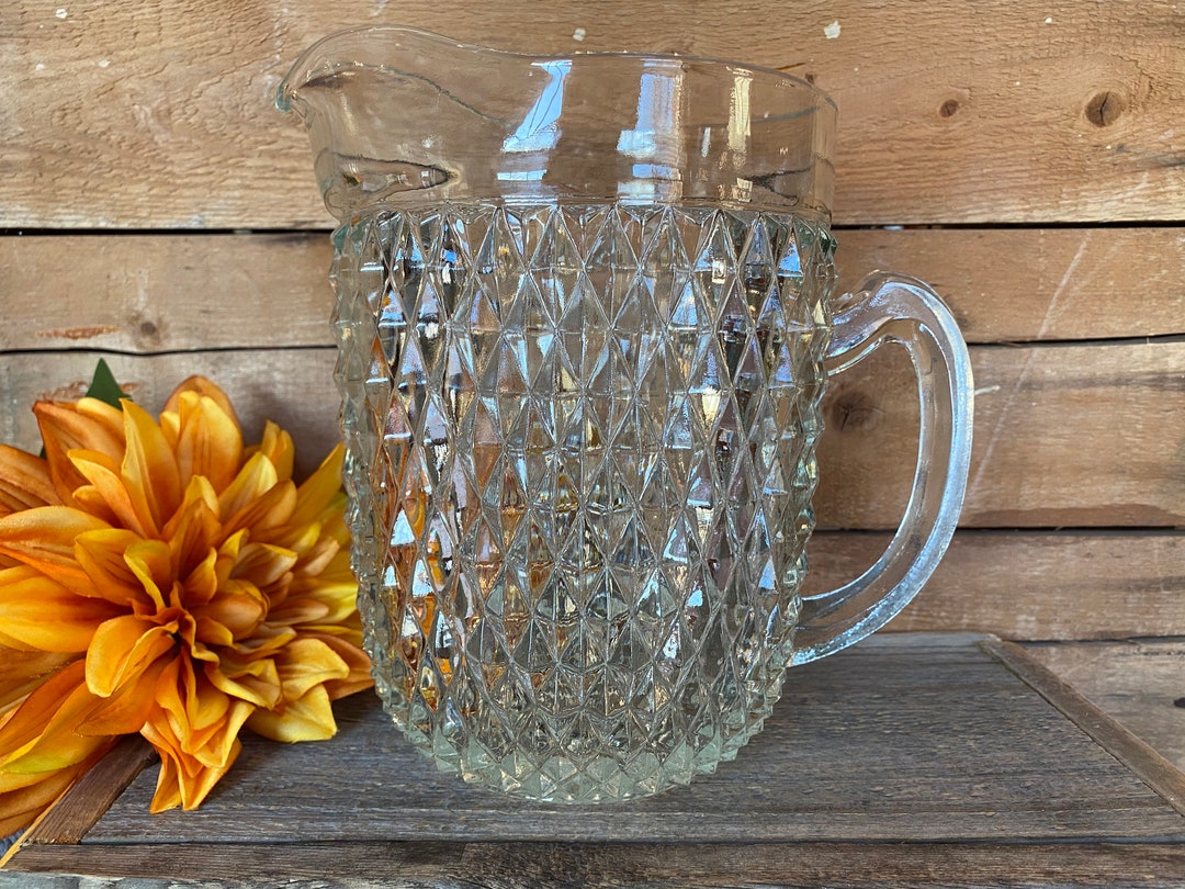 Vintage - Indiana Glass - Diamond Point Pitcher - One Available - Etsy