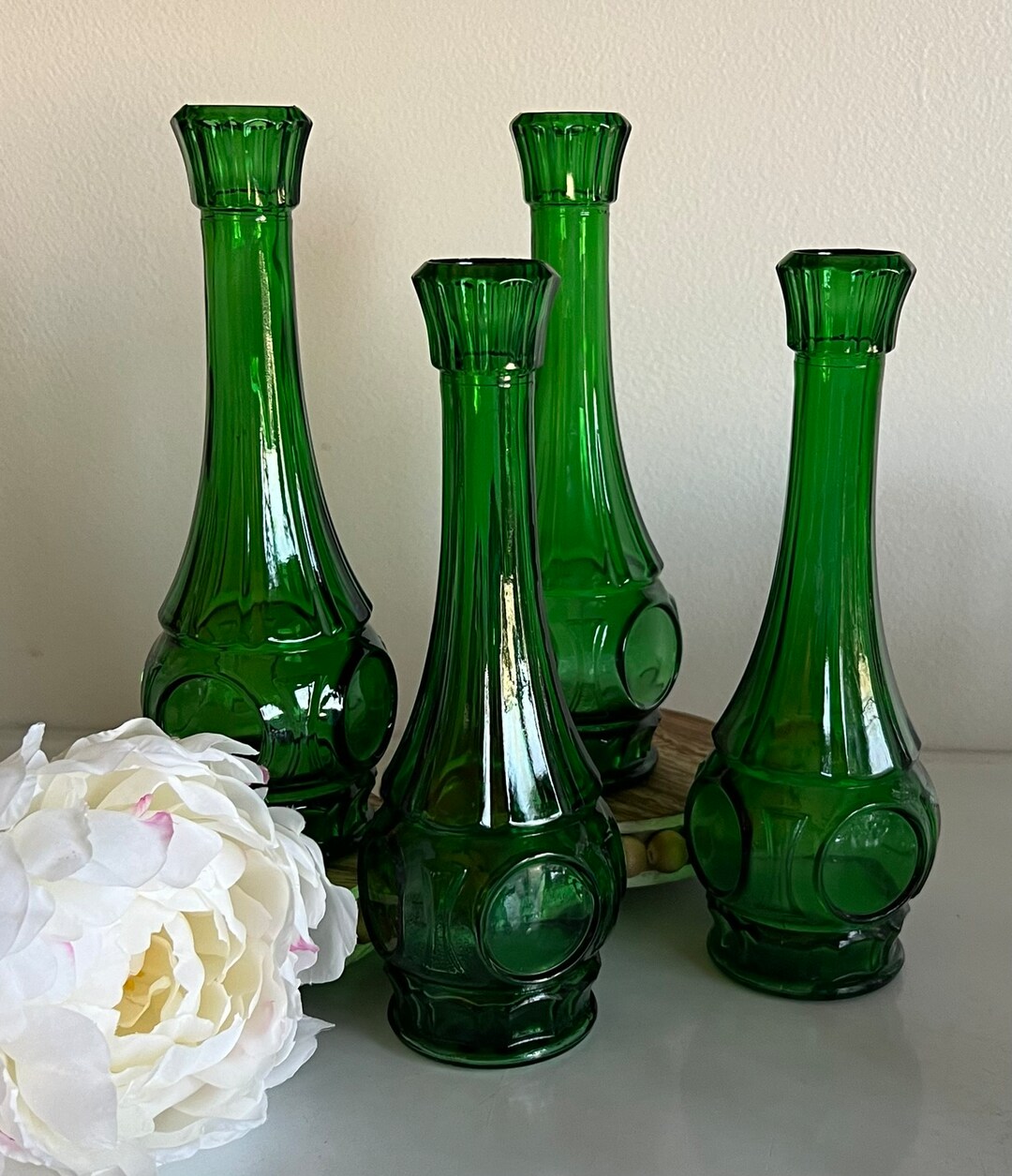 Wheaton Coin Bullseye Bud Vase - Emerald Green - 9" Tall - 4 Available ...
