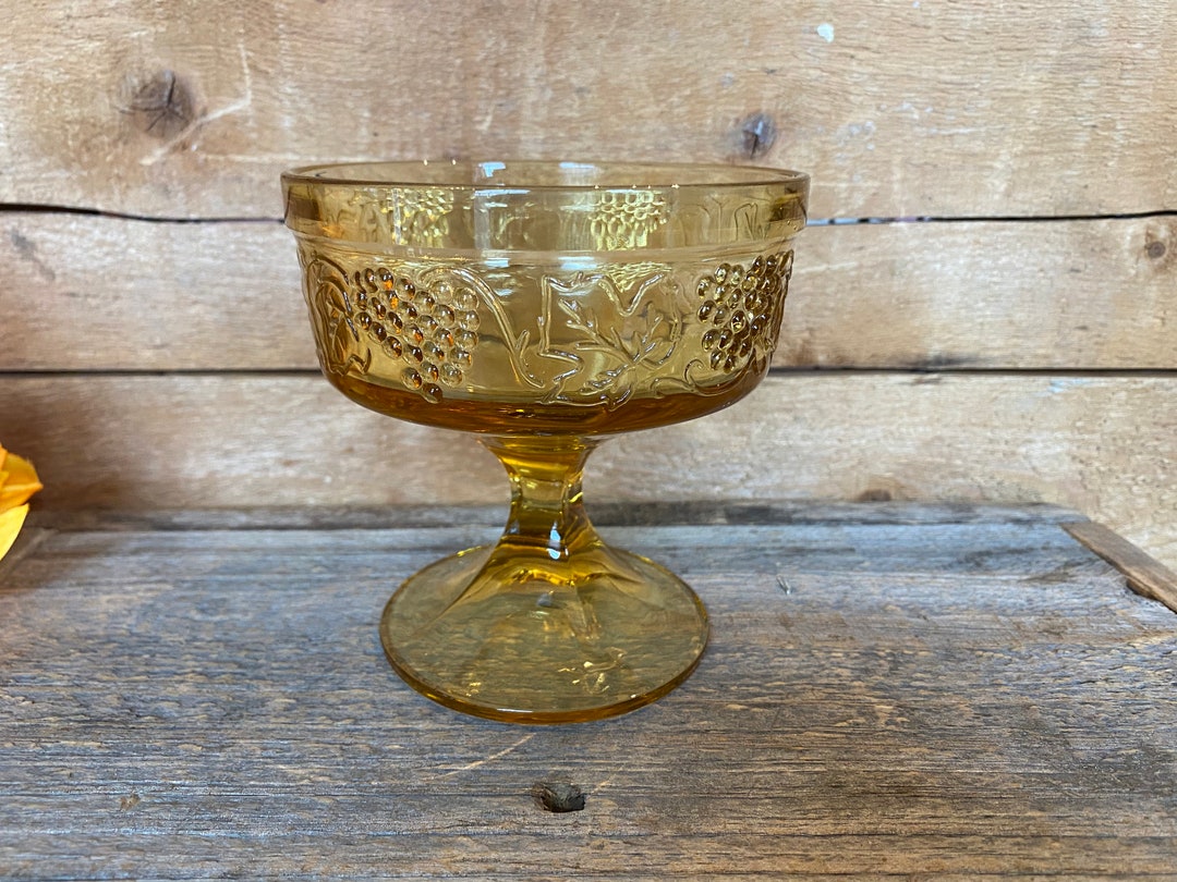 Vintage - Amber Pressed Glass - Compote - 4" Tall - ONE Available - Etsy