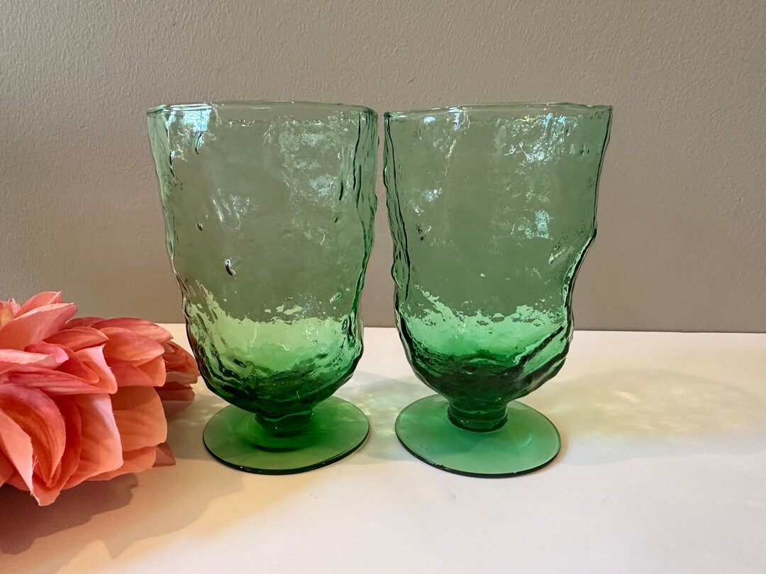 Morgantown - Crinkle - Shamrock Green - Footed - Water Goblet - Set of ...