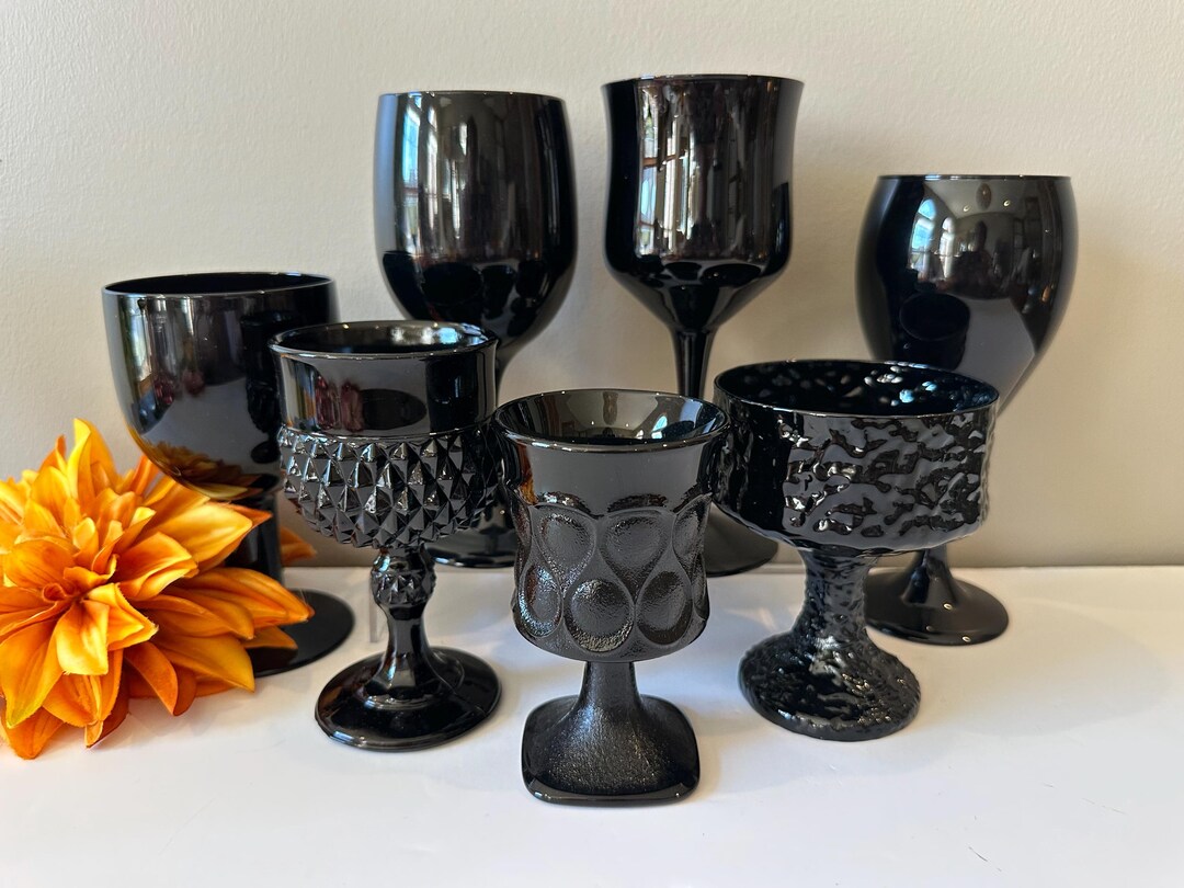 Mismatched - Black - Premium - Goblets - Set of 7 - Gorgeous! - Etsy