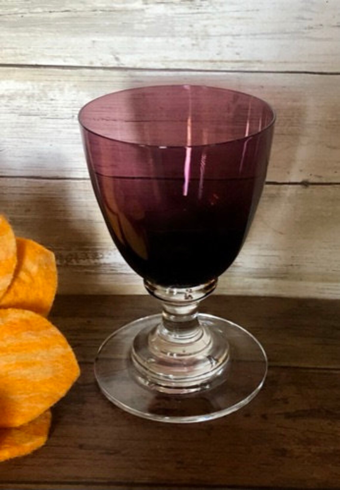 Purple Water/wine Goblets Purple Bowl Clear Stem 6 - Etsy