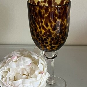 Hand Blown Glass Goblets Brown Tortoise Glass Wine/water 8 3/8 Tall ...