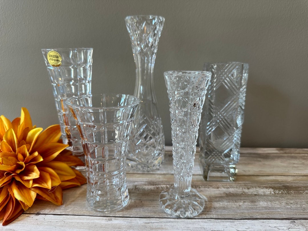 Crystal Bud Vases - Mismatched - Premium Crystal - Set of 5 - Average ...