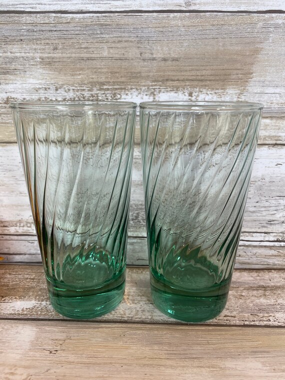 Libbey Swirl Spanish Green Set of 2-5 8 oz. Juice Glass Juice Sets ...