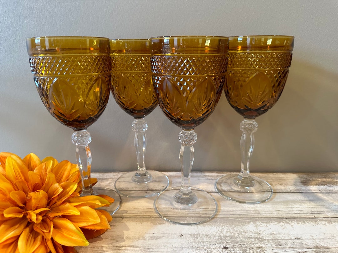 Cris D'arques Durand - Antique - Amber - Water Goblets - Set of 4 - TWO ...