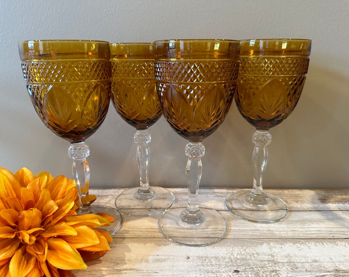 Cris D'arques Durand - Antique - Amber - Water Goblets - Set of 4 - TWO ...