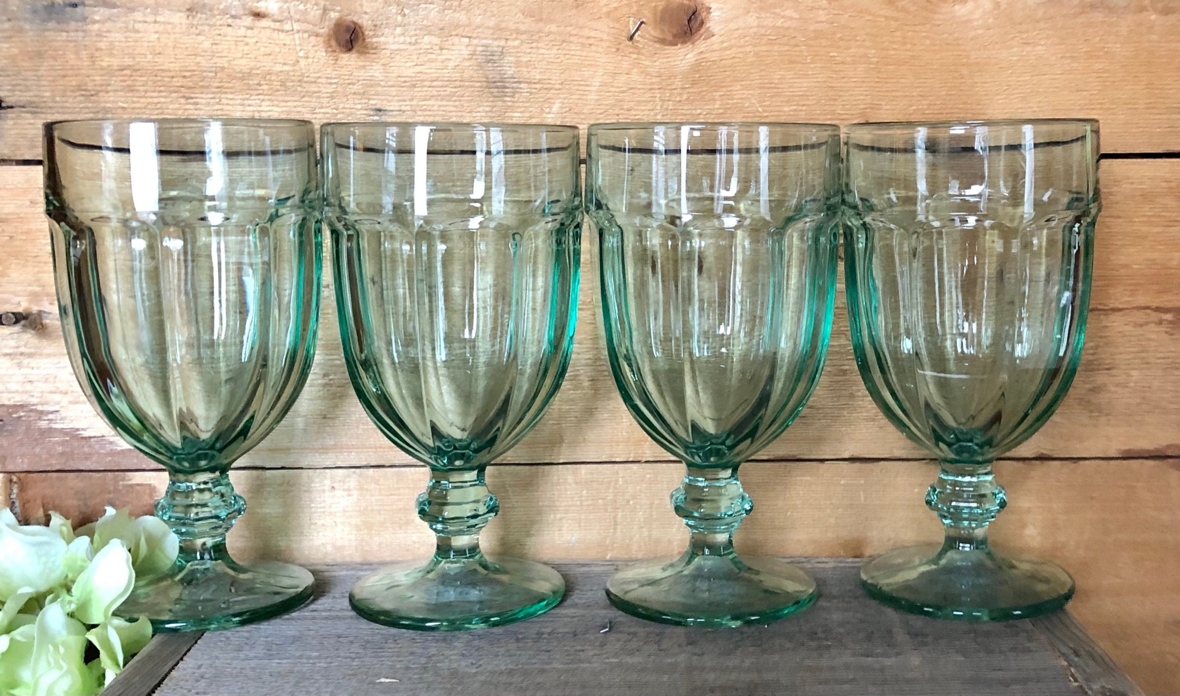 Libbey Duratuff Gibralter Water Goblets Spanish Green | Etsy
