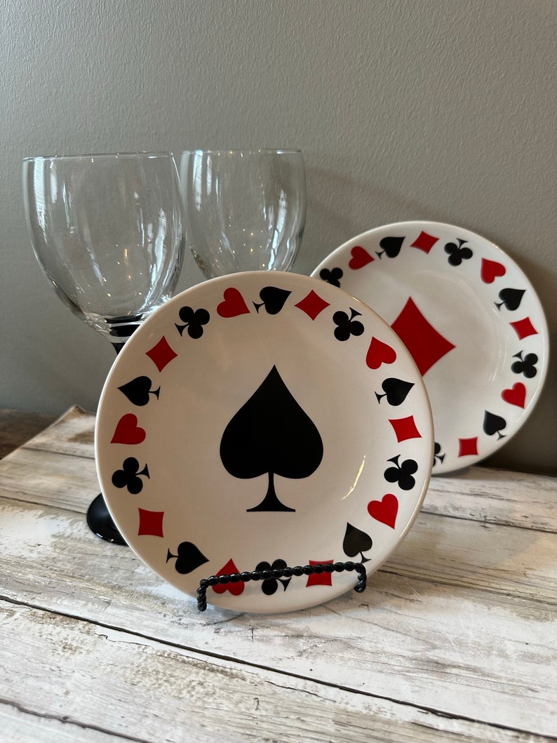 Card Party! - Luminarc - Playing Card Plates (4)/luminarc Black Stemmed ...