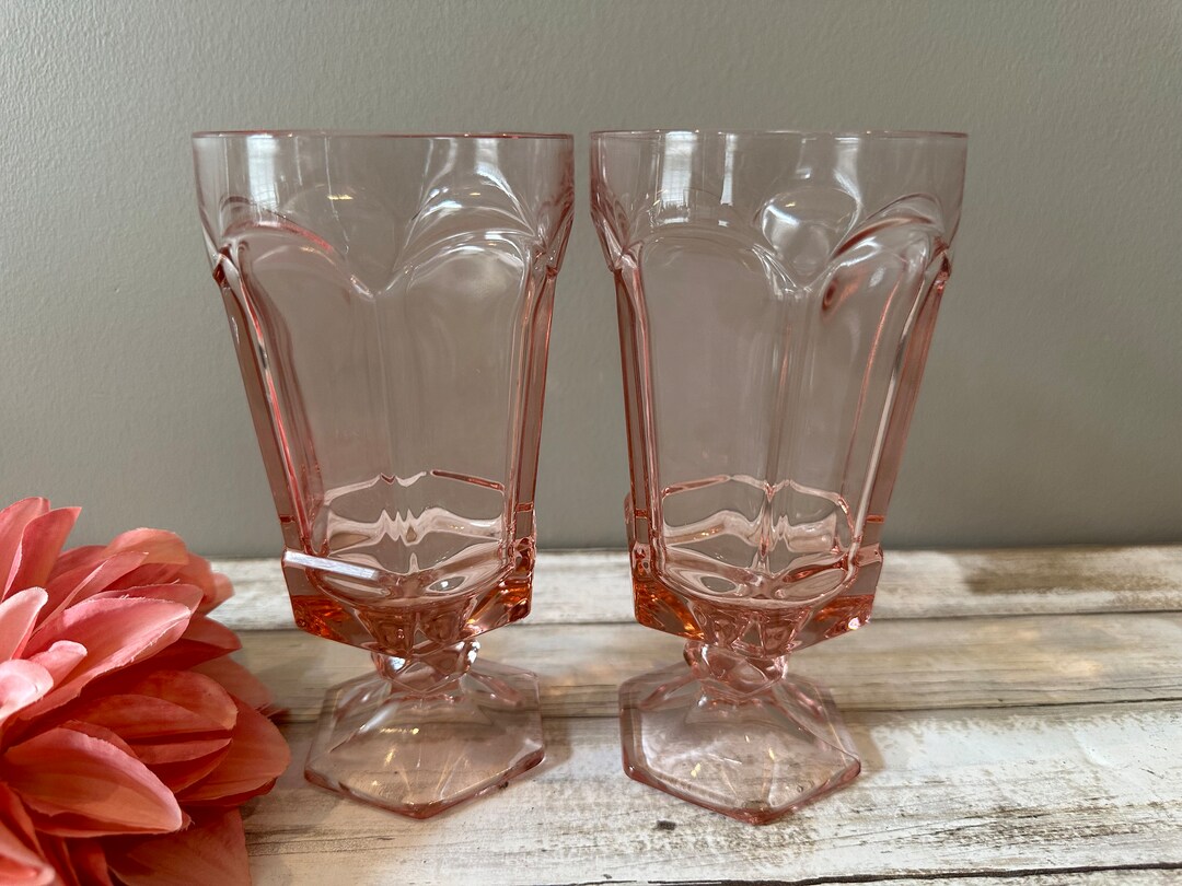 Vintage Fostoria Virginia Pink Iced Tea Set of 2 7 Tall 16 Oz ...