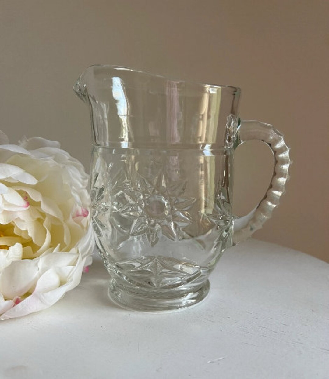 Anchor Hocking Pint Pitcher Prescut Clear Glass - 5 1/4" Tall - 16oz ...